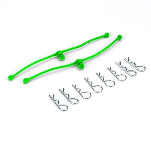 Du-Bro Body Klip Retainer, with Rubber Attachments, for RC Cars and Trucks, 2-Pack, Lime Green