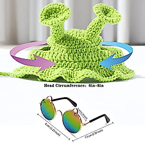 Pet Hat Funny Shrek Cat Hat Handmade Knitted Woolen Yarn Hat Classic Retro Pet Sunglasses，Apply to Pet Photo Suit, Pet Supplies for Small Dog and Cat(Shrek)
