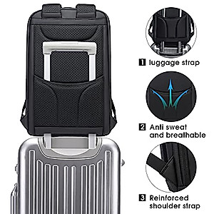 BANGE Business Smart Backpack Waterproof fit 15.6 Inch Laptop Backpack with USB Charging Port,Commuter Travel Durable Backpack (Black)