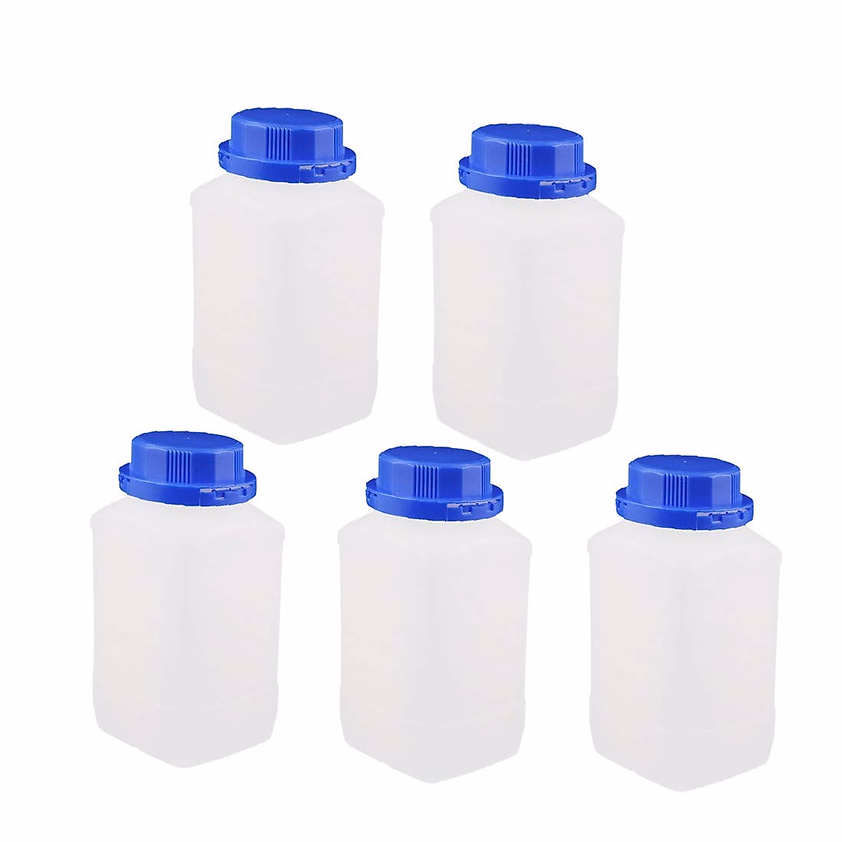 New Lon0167 5Pcs 1000ml Plastic Square Wide Mouth Chemical Sample Reagent Bottle Thickening(5 Stücke 1000 ml Kunststoff Quadratischen Weithals Chemische Probe Reagenz Flasche Verdickung