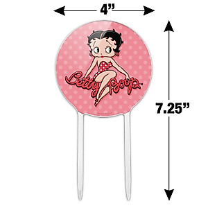 Acrylic Betty Boop Pink Polka Dots Cake Topper Party Decoration for Wedding Anniversary Birthday Graduation