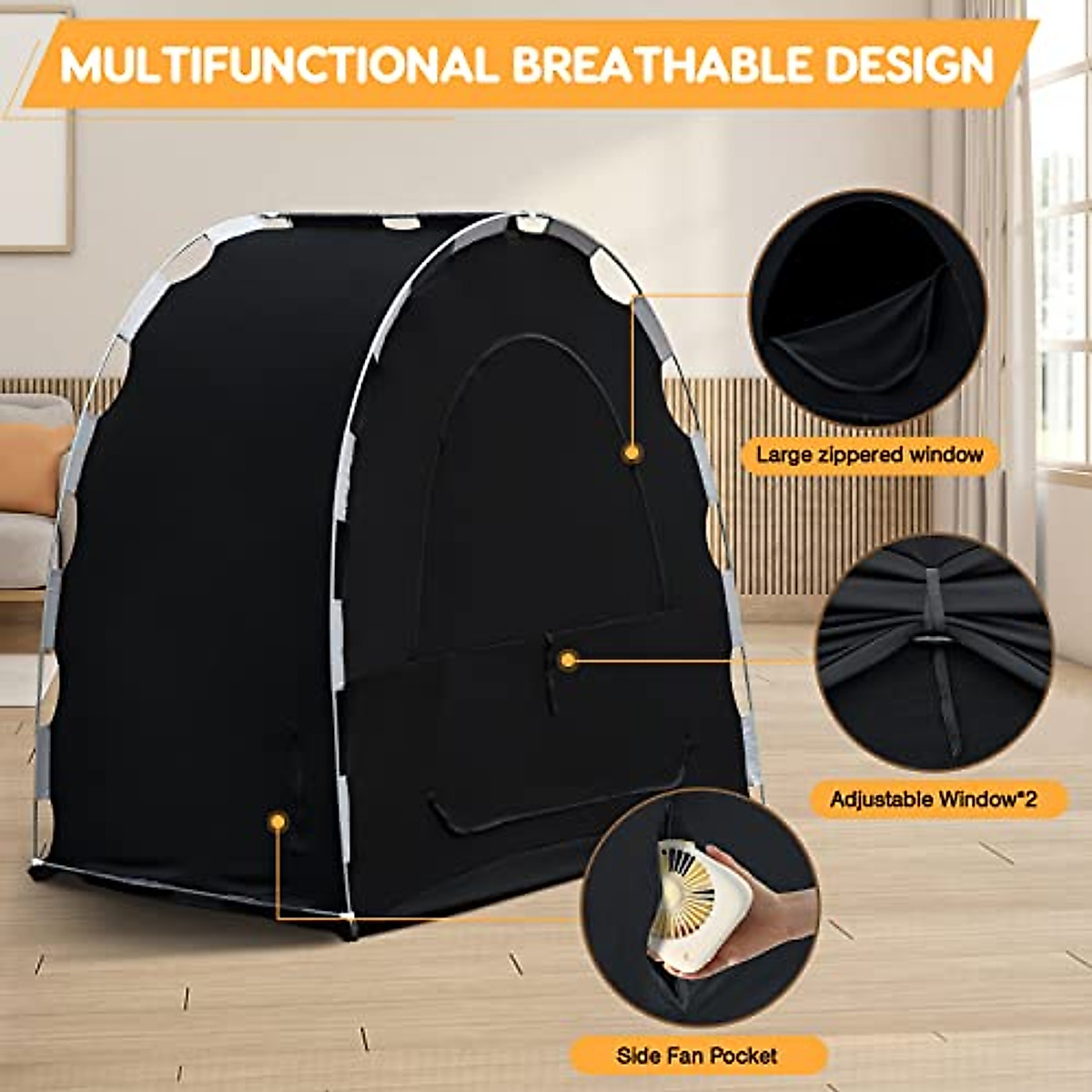 besuhot Blackout Cover for Pack N Play, Baby Sleep Pod Slumber, Portable Sunshade Travel Crib Canopy Blocks 95% of Light（Black）