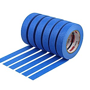 JIALAI HOME 6 Rolls Painters Tape 1 inch Bulk Painter Tape Blue Wide Roll, Blue Masking Tape, Blue Paint Tape 1 Inches x 60 Yards for General Purpose Walls Painting, Automotive