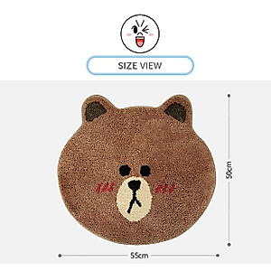 LINEFRIENDS Shy Brown Foot Mat, Bathroom Rug Face Floor Mat Character Deco Mat, Gift for Girls Boys Family Christmas Birthday Gift