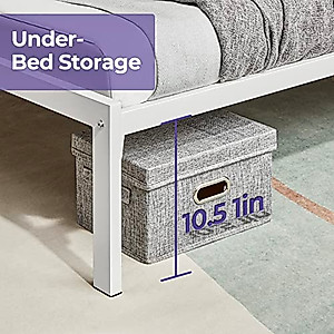 GreenForest Queen Bed Frame with Wooden Headboard Platform Bed with Metal Support Slats NO-Noise Heavy Duty Bed Industrial Country Style with 9 Strong Legs, No Need Box Spring, Queen