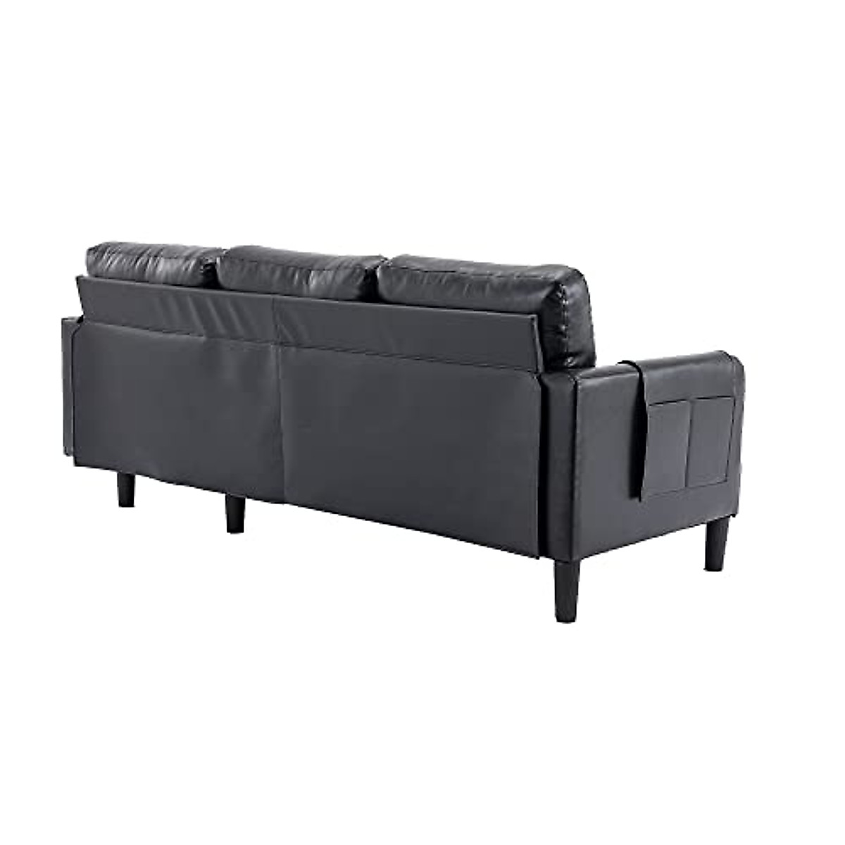 Eafurn 3 Seater Sectional Chaise Lounge and Storage,L Shaped Convertible Pull Out Bed,Comfy Velvet Upholstery Corner Sofa & Couches Button Tufted Living Room Furniture Sets, Black Soft 72.44"