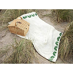 Irish Shamrock Blanket Cable Knit 100% Merino Wool Couch Throw Made in Ireland