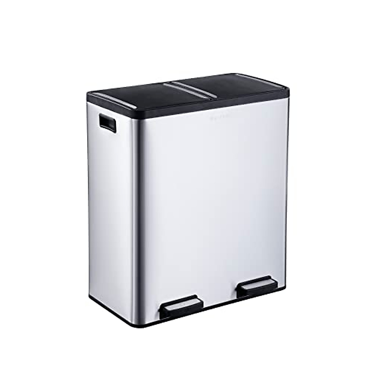 The Step N' Sort 18.5 Gallon Extra Large Capacity, Soft-Step, Dual Trash and Recycling Bin with Removable Inner Bins Silver