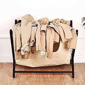 ELEdvb Luggage Rack Luggage Rack with Removable Fabric Basket Nylon Straps Can Accommodate 8 Pieces of Clothing Black