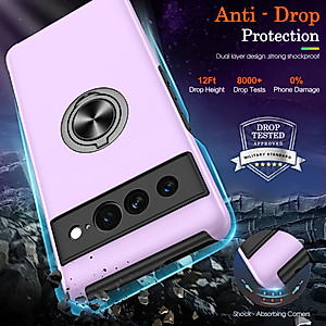 Pixel 7 Pro case with Screen Protector, Shockproof Google Pixel 7 Pro Phone Case with Magnetic Kickstand Case for Google Pixel 7 Pro (Purple)