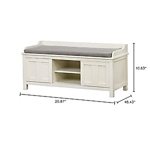 Linon Lakeville White Storage Bench Gray