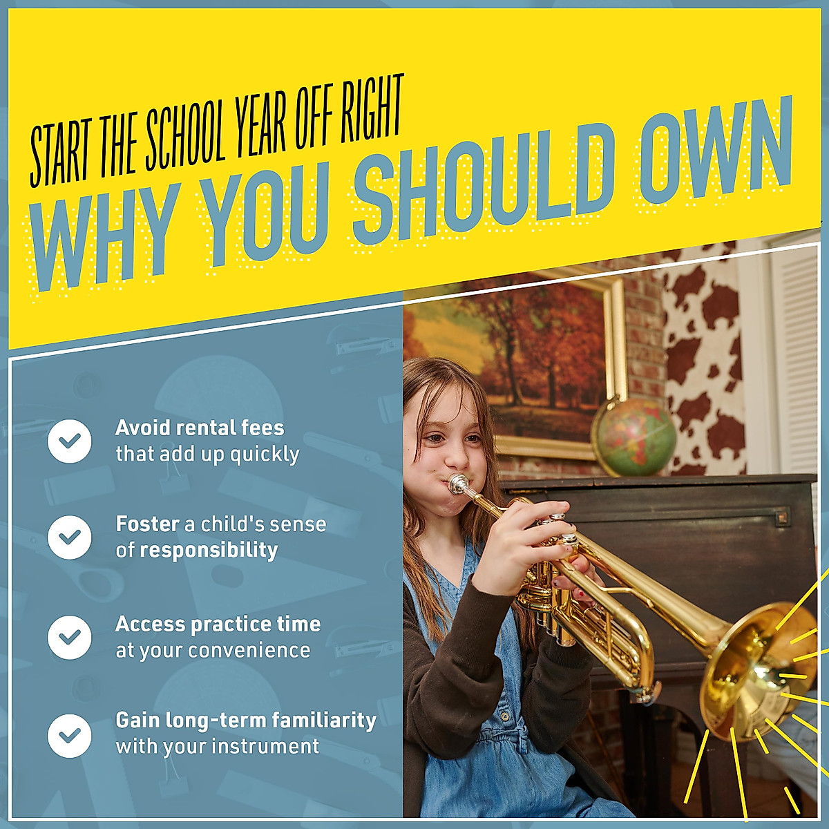 Mendini By Cecilio Bb Trumpet - Trumpets for Beginner or Advanced Student w/Case, Cloth, Oil, Gloves - Brass Musical Instruments For Kids & Adults