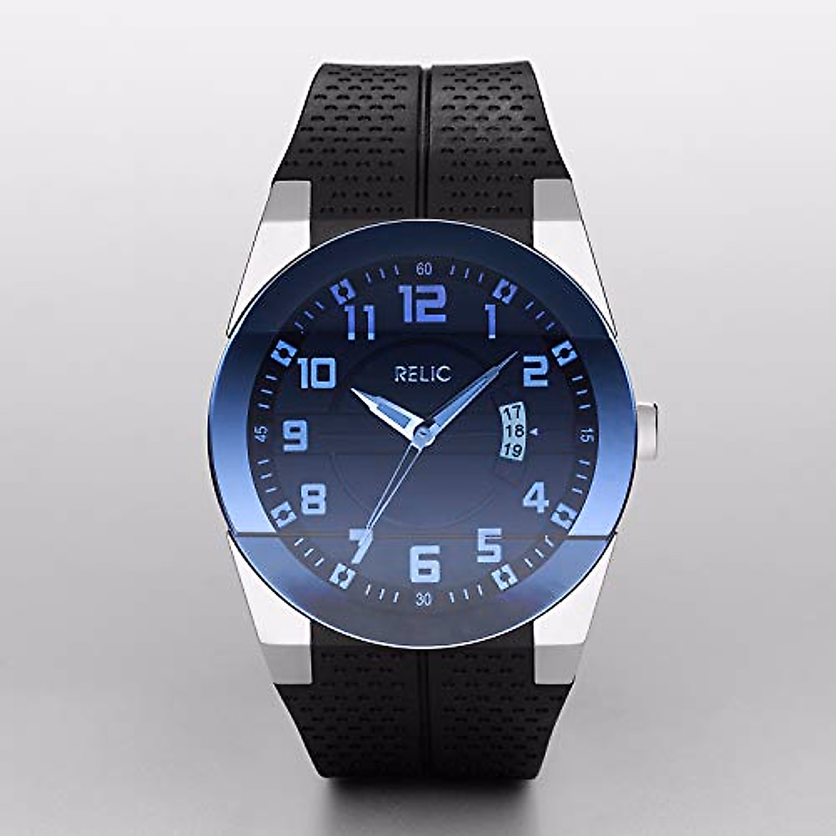 Relic by Fossil Men's Jake Stainless Steel Analog-Quartz Silicone Strap, Black, 22 Casual Watch (Model: ZR11861)