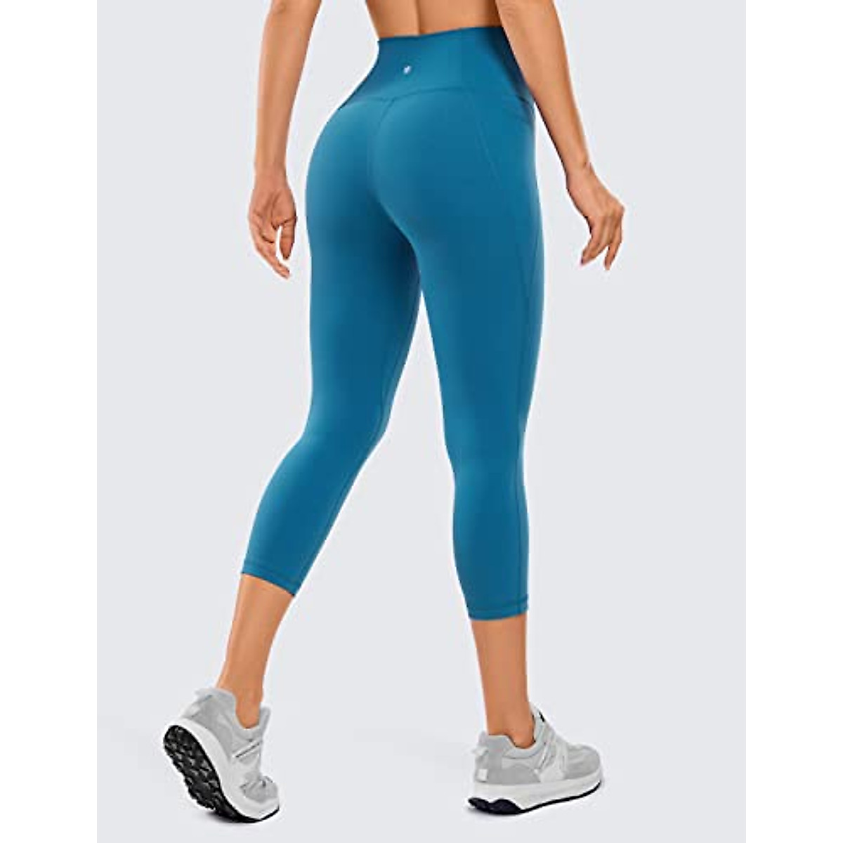 CRZ YOGA Womens Butterluxe Workout Capri Leggings with Pockets 21 Inches - High Waisted Gym Athletic Crop Yoga Leggings Super-Sonic Blue Medium