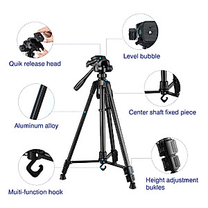 Laser Level Tripod with Carry Bag, Elikliv Lightweight Adjustable Aluminum Alloy Tripod Stand for Rotary and Line Lasers (Support 1/4” and 5/8" Mounting Thread)