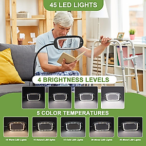 10X Magnifying Glass with Light and Stand, Desktop Hands Free Magnifier, Lighted Magnifying Glass for Close Work Reading Hobbies Crafts Repair