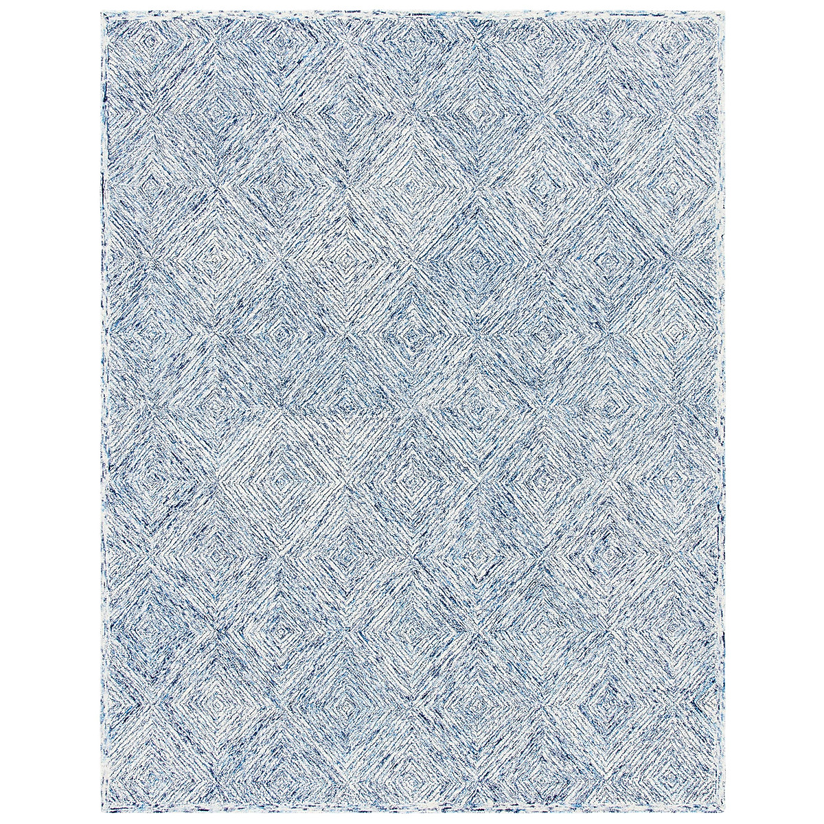 SAFAVIEH Capri Collection Area Rug - 9' x 12', Ivory & Blue, Handmade Wool, Ideal for High Traffic Areas in Living Room, Bedroom (CPR207A)