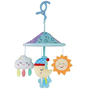 Baby pram Mobile Toys, Car roof Handle Toys with Soft Rattle for 0 Months+ (Sky)