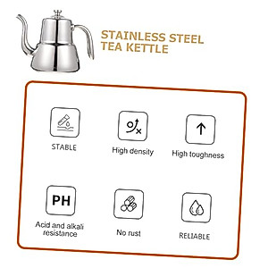 ANDRESLAD 1pc Kettle Hand Brewing Espresso Coffee Machine Coffee Frother Handheld Teapot Coffee Maker Premium Coffee Pot Whistling Espresso Pot Stainless Steel Silver