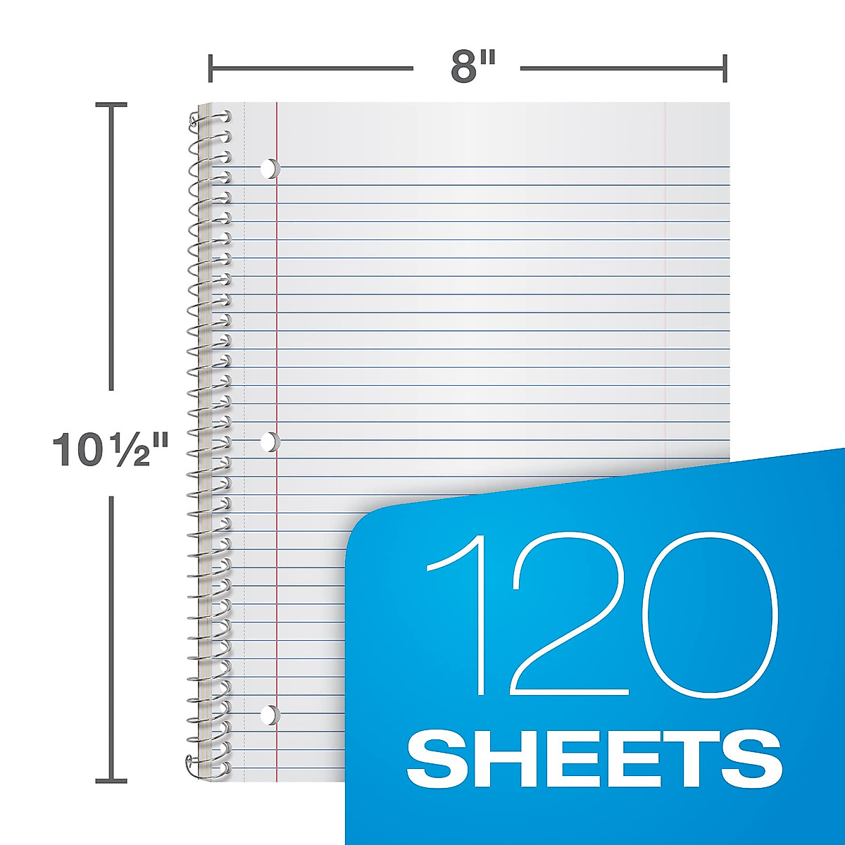 Oxford Spiral Notebook 3 Pack, 3 Subject Journal, 3-Hole Punch, College Ruled Paper, 2 Dividers, 8 x 10-1/2 Inches, Black, Red, Blue, 120 Sheets (65202)