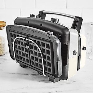 GreenPan Elite 2-Square Belgian & Classic Waffle Iron, Healthy Ceramic Nonstick Aluminum Dishwasher Safe Plates, Adjustable Shade/Crunch Control, Wont Overflow, Easy Cleanup Breakfast, PFAS-Free,White