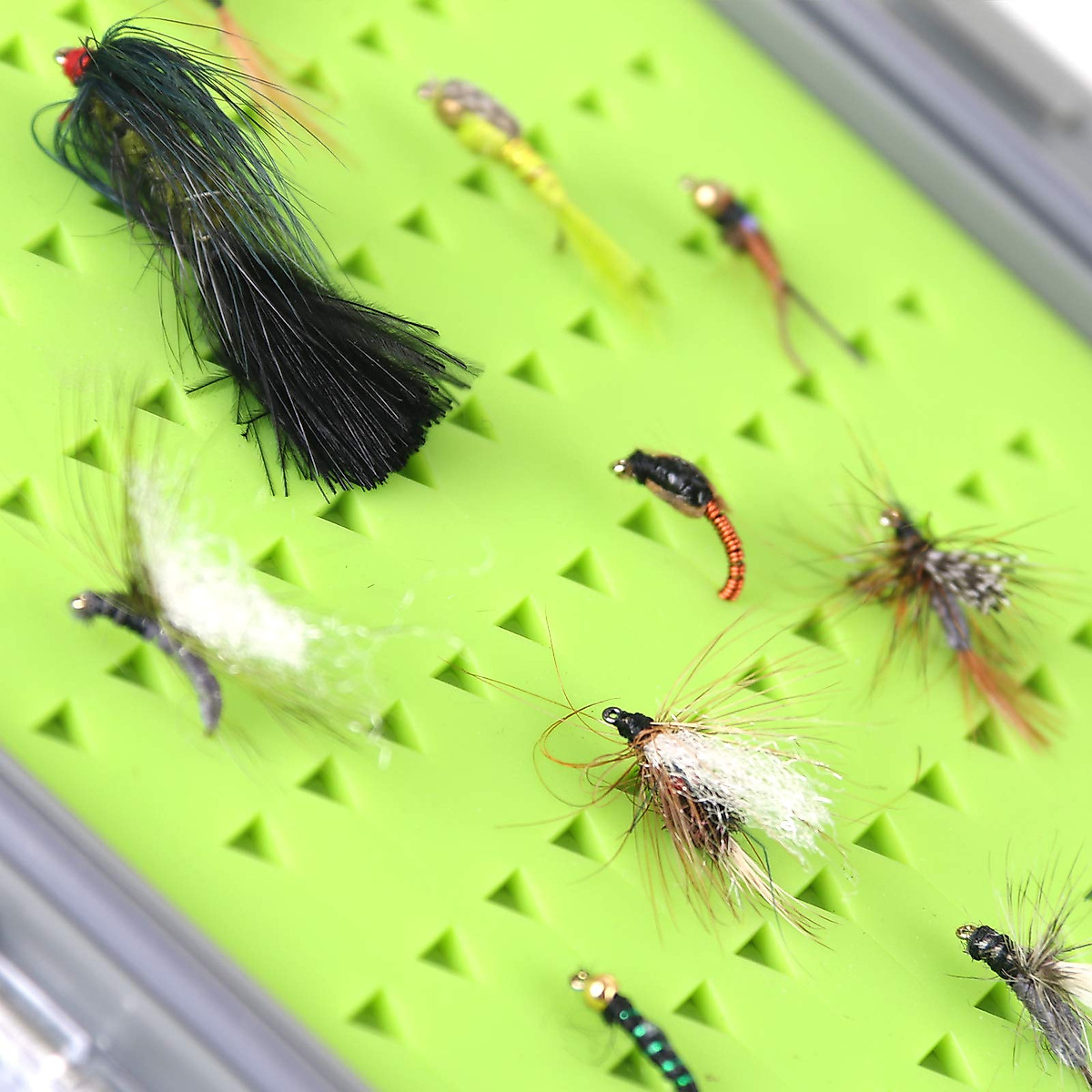 Maxcatch Fly Box Double Sided Waterproof Fly Fishing Boxes For Flies Jig Fly Storage Box with Easy Grip Foam (Silicone Insert, X-Large-7.3''x 4.6''x 1.5'')