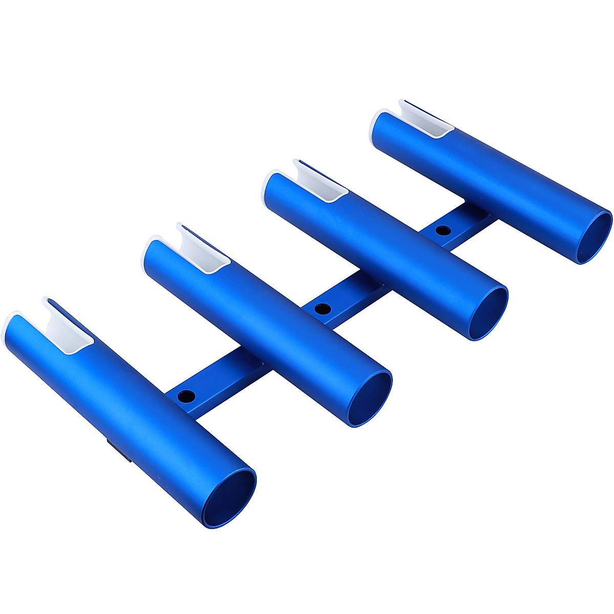 Wall-Mounted Aluminium Fishing Rod Holders, Blue 4 Tubes Linked Fishing Rod Rack, Holds 4 Rods, Surf Fishing Pole Holders for Boat Marine Yacht Camper RV