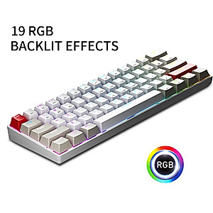 Newmen GM610 60% Wireless Mechanical Gaming Keyboard,Wired/Bluetooth Keyboard,RGB Backlit,61 Anti-Ghosting Keys,Programmable,Hot-Swappable,for Windows Mac Android (Brown)