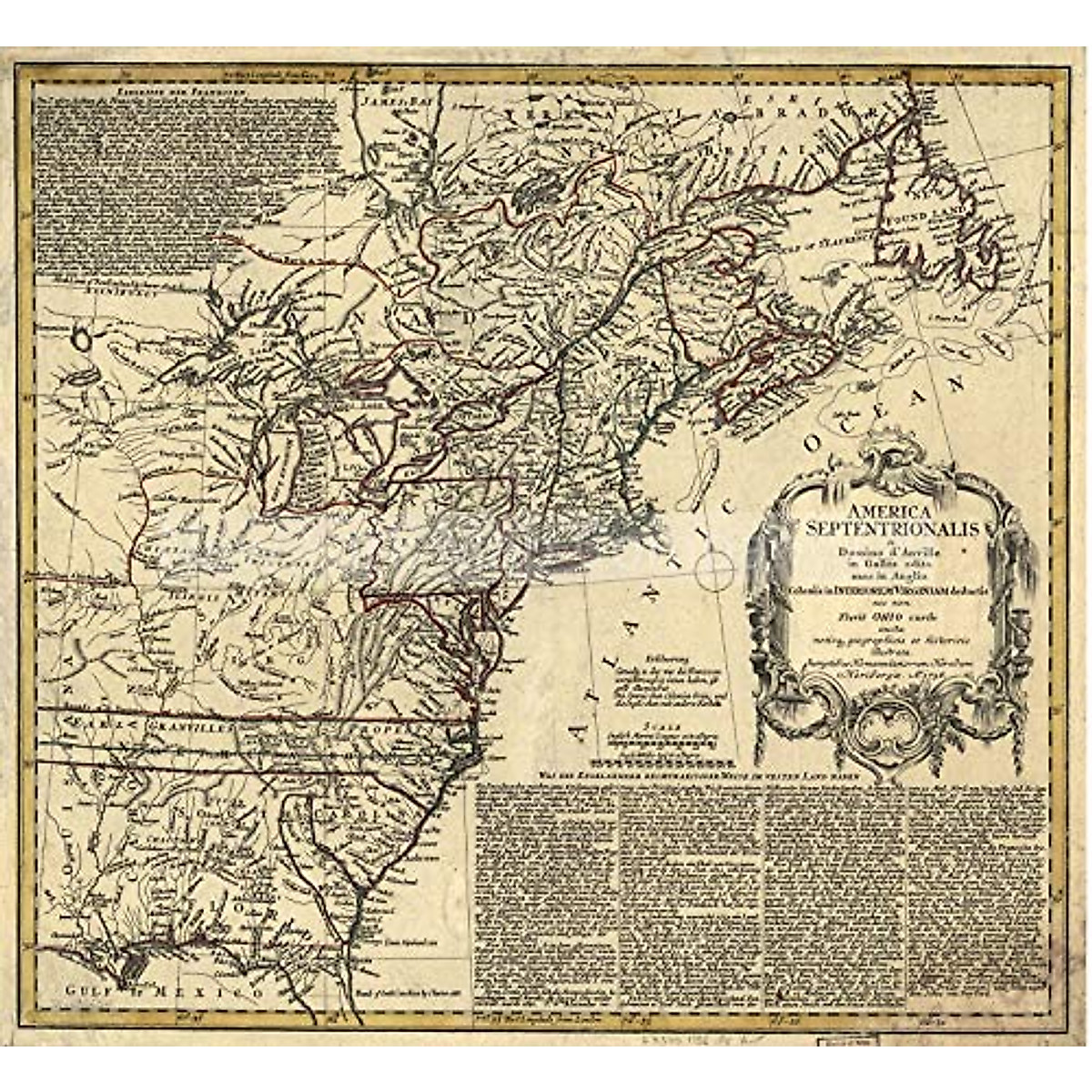 1756 Map| North America| America Septentrionalis a Domini d'Anville in Galliis Edita n