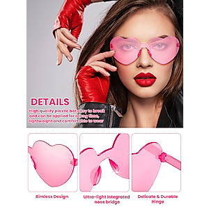 Dunzy 100 Pairs Heart Shaped Sunglasses Rimless Heart Sunglasses Candy Color Eyewear Party Wedding Glasses(Colorful)