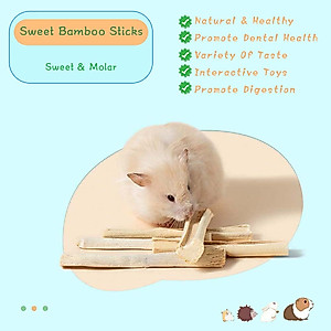 Guinea Pig Chew Toys for Teeth, Natural Timothy Hay Sticks Sweet Bamboo Sticks,Hamster Cage Accessories for Chinchilla Bunny Gerbil Rat Degu,Rabbit Treats Toys Supplies,10 oz