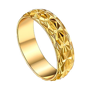 GOLDCHIC JEWELRY Basic Ring for Women, 18K Gold Plated Diamond Cut Stackable Rings Gold Band Rings for Women