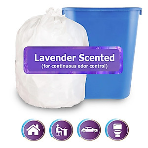 4 gallon Trash Bags Lavender Scented (200 Count) Small Trash Bags CCLINERS White Bathroom Garbage Bags 15 Liter Trash Bags Diaper Bags Mini Wastebasket Can Liners for Home Office Bins (200 Bags)