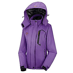 INVACHI Ladies Ski Jackets Waterproof Windproof Winter Coat With Detachable Hood