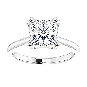 925 Silver, 10K/14K/18K Solid Gold Moissanite Engagement Ring, 2.5 CT Princess Cut Handmade Solitaire Ring, Diamond Wedding Ring for Women/Her Anniversary Propose Gifts, VVS1 Colorless