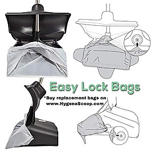 Hygena Scoop Pooper Scooper XL Large Odor Blocking Swivel Bin & Long Handle Stainless Steel Poles Rake Large Bag for Clean Pet Waste Removal