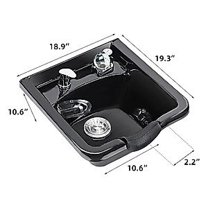 Toriexon Shampoo Bowl for Salons, Black ABS Plastic Shampoo Sink for Home, Easy to Clean and Install Salon Shampoo Bowls for Hair Stylist