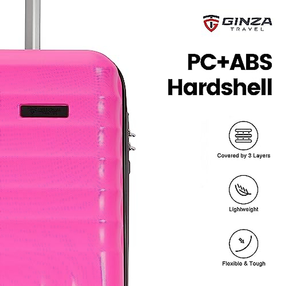 PRIMICIA GinzaTravel 2-Piece Luggage Sets Expandable Suitcases with 4 Wheels PC+ABS Durable Hardside Luggage sets TSA lock(Rose Red, 2-Piece Set(20"/29"))