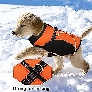 Dog Winter Vest, Windproof Doggy Warm Jacket Padded Puppy Jacket Harness Pet Apparel Cold Weather Coat for Small Medium Large Dogs(S)