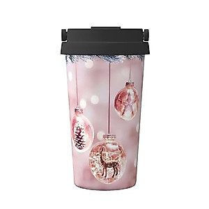 WANGXUEE Red Christmas Ball Print 500ml Stainless Steel Travel Tumbler Double Wall Vacuum Insulated Coffee Mug