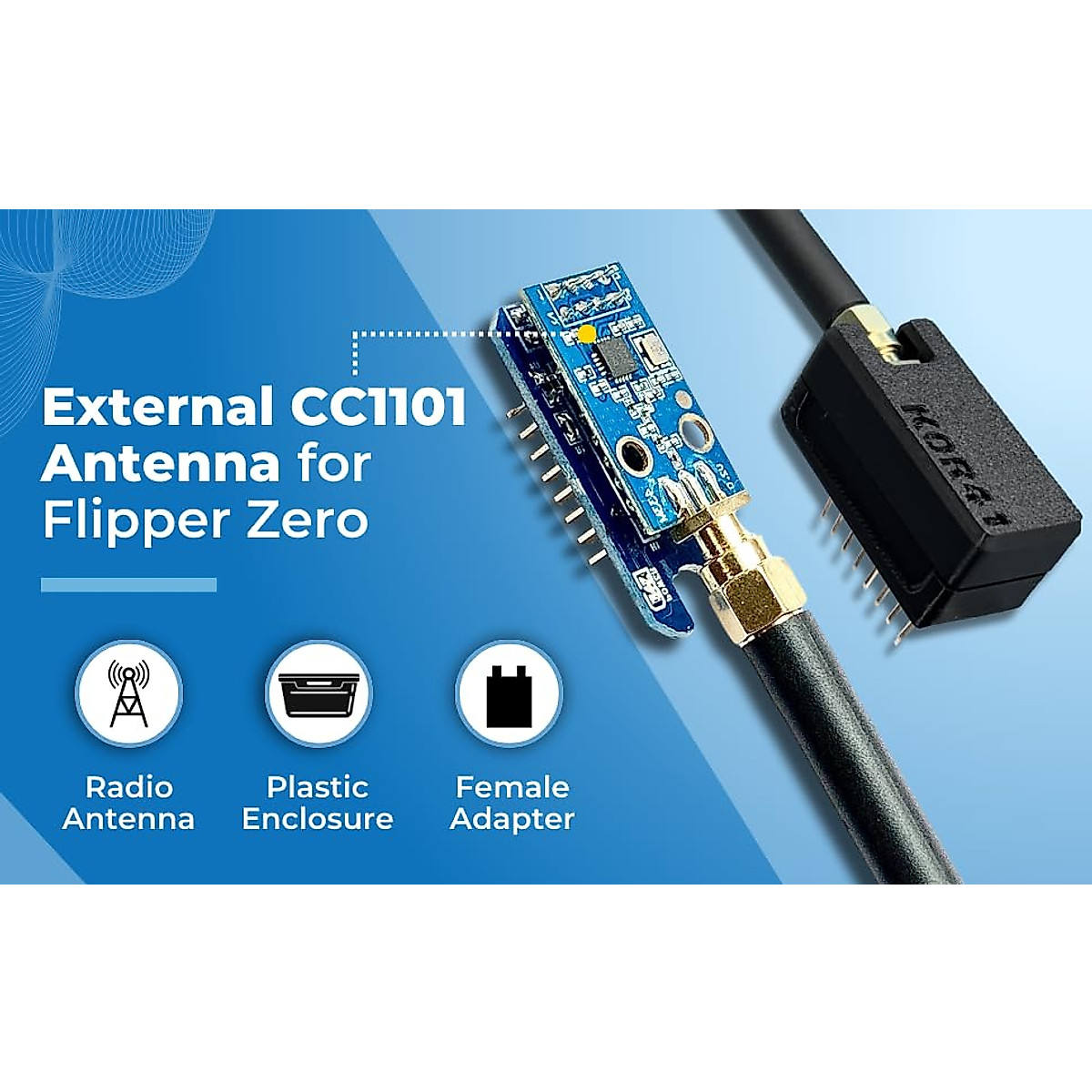 K0R41 External CC1101 Antenna for Flipper Zero - SubGhz GPIO Board Attachment Accessory Black K0R41-CCV2