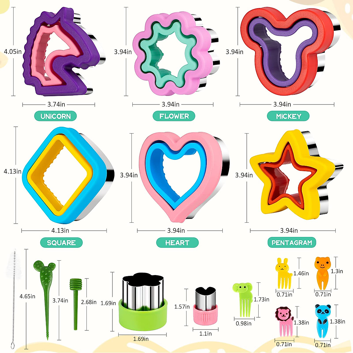 29Pcs Sandwich Cutter and Sealer Set, HAIMST Sandwich Cutters for Kids Lunch Sandwich Bread Decruster DIY Cookie Cutters Fruit Vegetable Cutter Shapes Sandwich Mold for Kids Bento Lunch Box