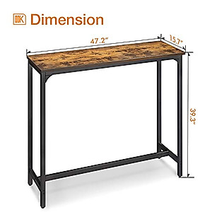 ODK 47” Bar Table, Bar Height Pub Table, Counter Height Table, Rectangle High Top Kitchen & Dining Tables with Sturdy Legs & Easy-to-Clean Top & 10 Min Quick Assembly, Indoor use, Rustic Brown