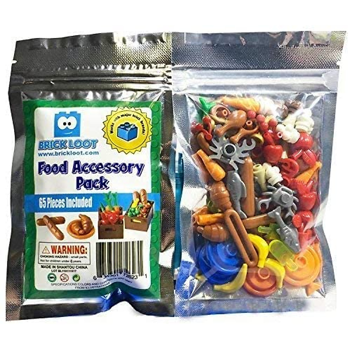 Brick Loot Over 90 Pcs Toy Sushi Food Building Blocks - City Kitchen Maki Roll Accessories Pack - Fits Lego Minifigures, Carrots Lobsters Crabs Bread Plates Apples Cherries Chicken Fish, Ice Cream