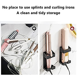 OHEPFD Metal Curling Iron Holder Stainless Steel Metal Hair Tool Holder Ironing Board Hanger Wall Mount Shelves Holder Bathroom Shelf Rack