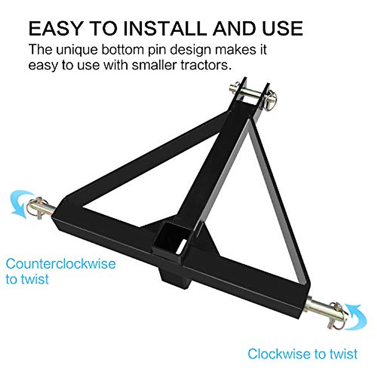 EBESTTECH 3 Point 2 Inch Receiver Trailer Hitch Heavy Duty Steel Category 1 Tractor Tow Hitch Drawbar Adapter for Kubota, BX, LM25H, WLM Tractor, NorTrac, Yanmar, Kioti, Cat 5000lbs Capacity