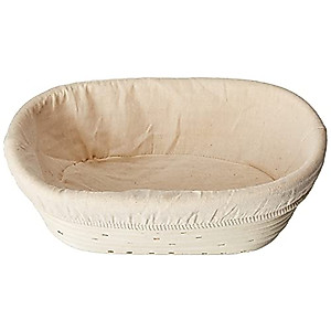 (10 x 6 x 3.5 inch) Oval Bread Banneton Proofing Basket & Liner SUGUS HOUSE Brotform Dough Rising Rattan Handmade rattan bowl - Perfect For Artisan