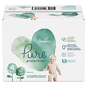 Diapers Size 4, 52 Count - Pampers Pure Protection Disposable Baby Diapers, Hypoallergenic and Unscented Protection, Super Pack (Old Version)