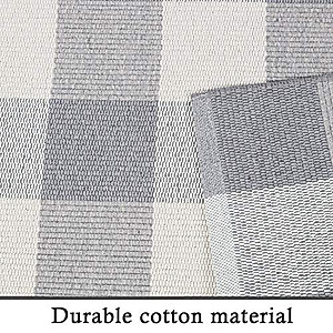 LEEVAN Cotton Buffalo Plaid Rugs 4x6 Grey Checkered Rug Washable Woven Outdoor Porch Welcome Braided Door Mat for Layered Kitchen Farmhouse Bathroom Entryway Throw Carpet