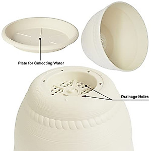 Checrxy Macrame Plant Hanger with Pot, 3 Set Hanging Planters for Indoor Plants, Handmade Cotton Rope Boho Home Decor, Idea Gift for Anyone, Includes Plant Holders, Pots, Plates and Hooks (Ivory)